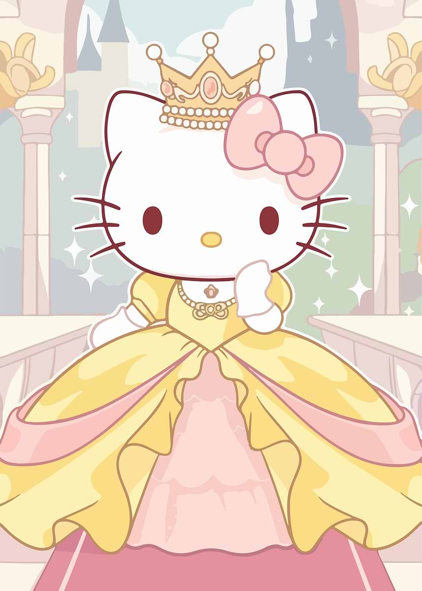'Hello Kitty as a princess' Poster, picture, metal print, paint by ...