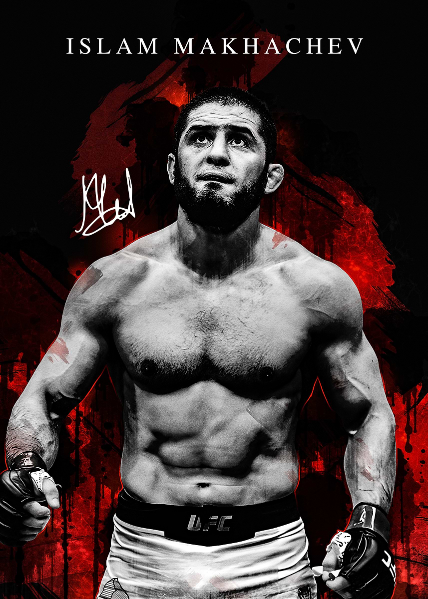 'Islam Makhachev UFC Fighter Portrait' Poster, picture, metal print ...