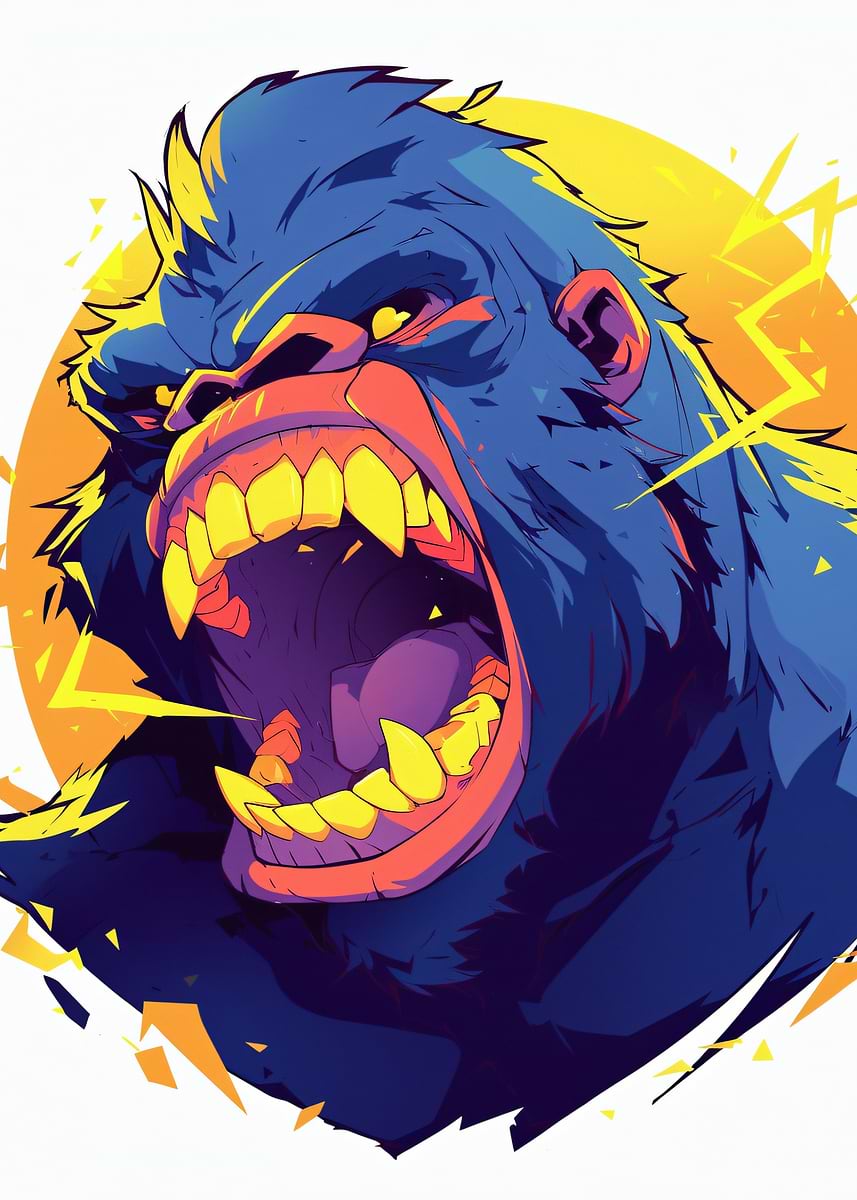 'Angry Gorilla Cartoon Illustration' Poster, picture, metal print ...