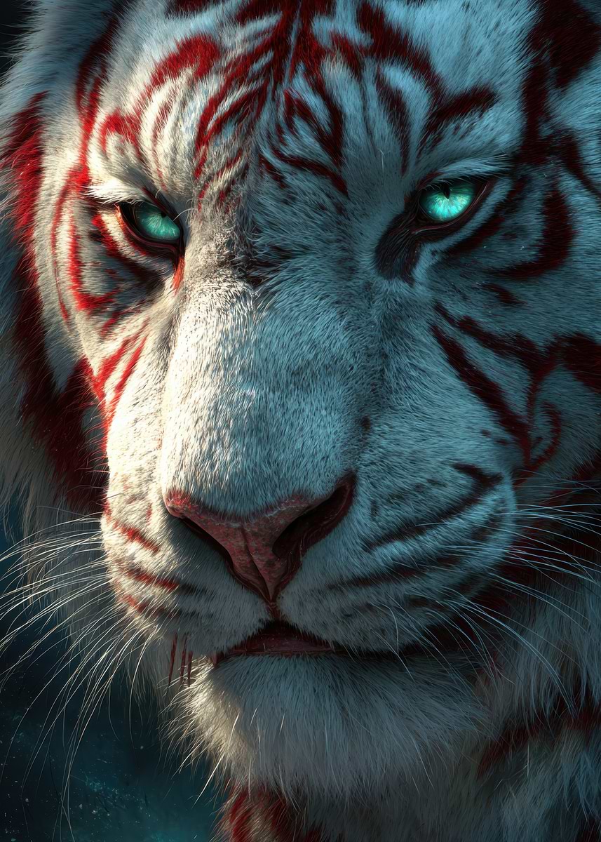 'Mystical White Tiger' Poster, picture, metal print, paint by GLITCHED ...