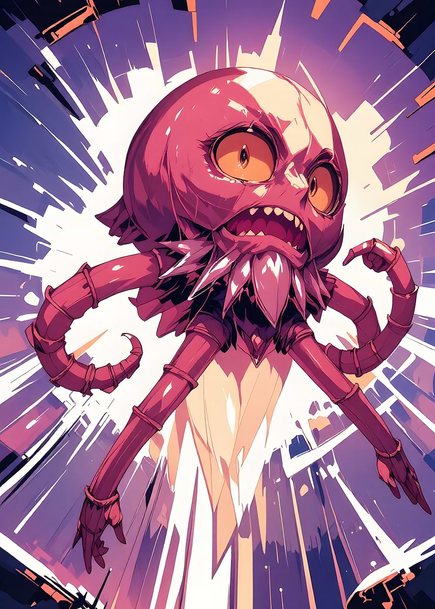 'Cartoon Monster with Tentacles and Anger' Poster, picture, metal print ...