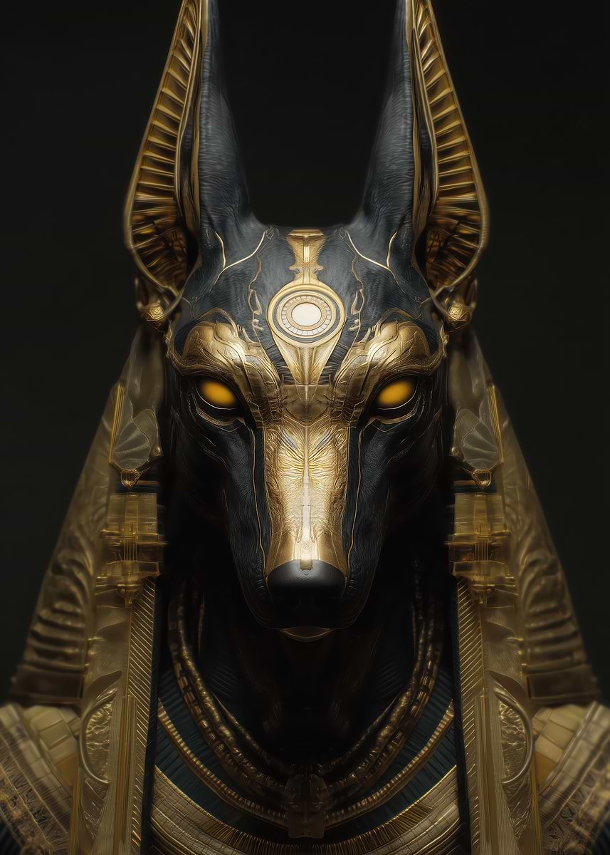'Anubis: Golden Egyptian God' Poster, picture, metal print, paint by ...