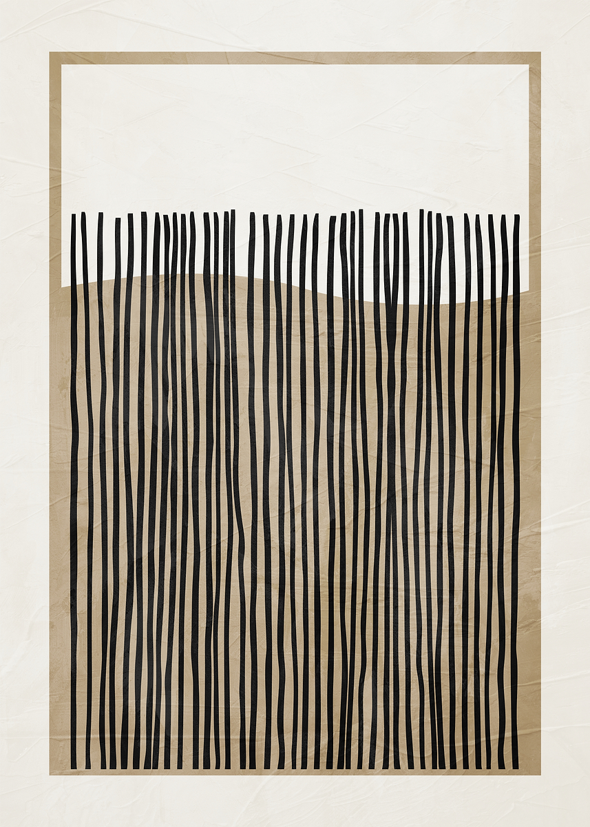 'Abstract Black Lines on Beige Background' Poster, picture, metal print ...