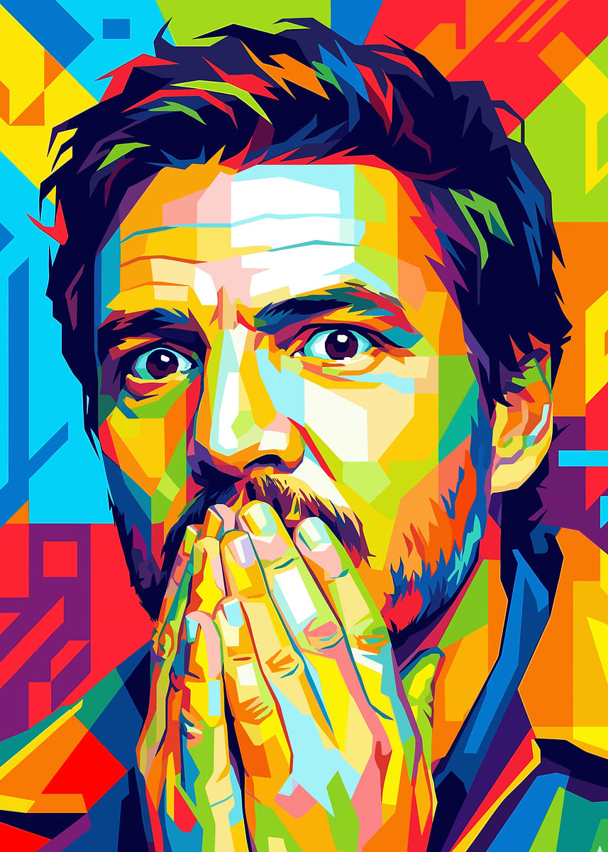 'Pedro Pascal Colorful Pop Art Portrait' Poster, picture, metal print ...