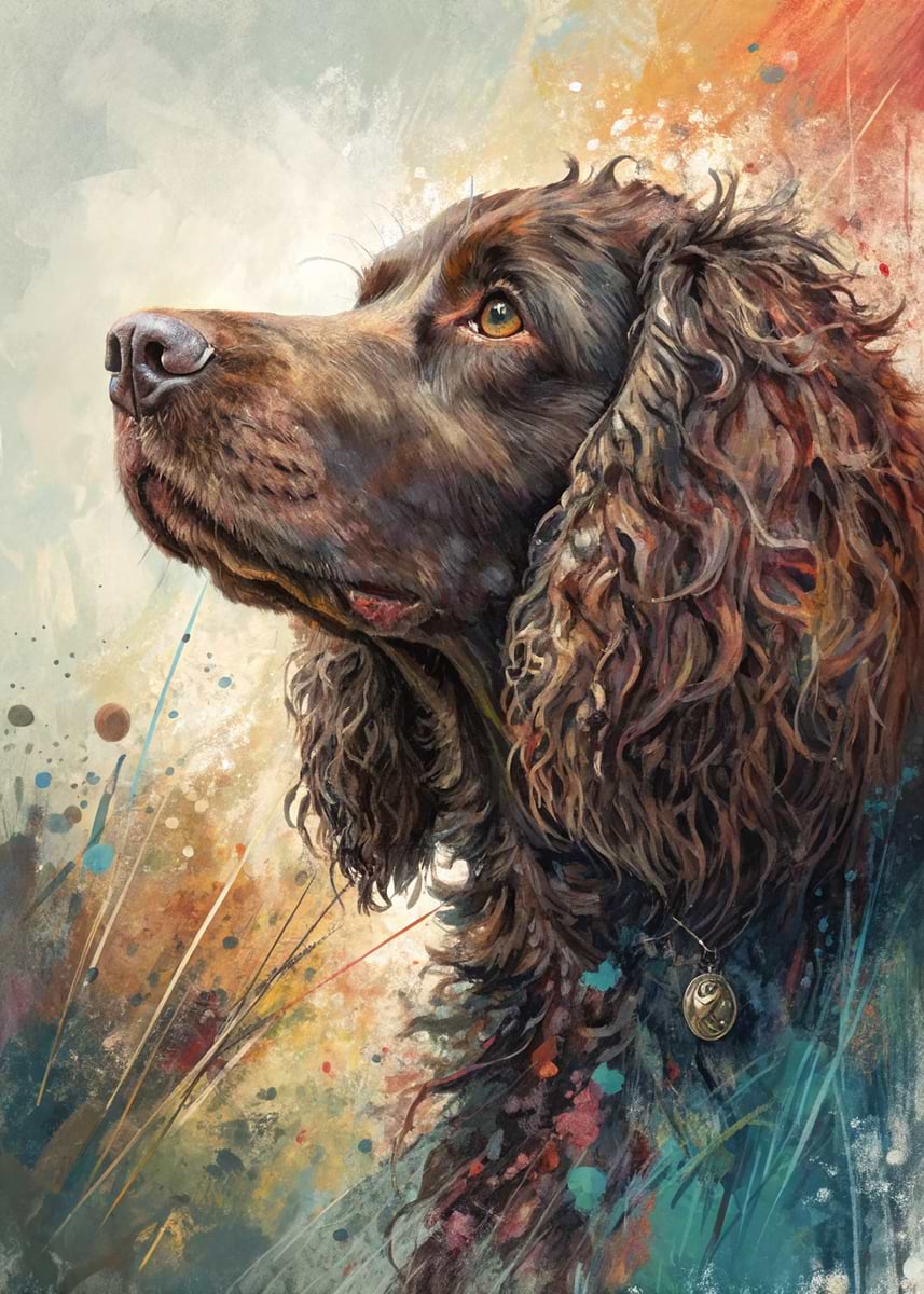 'Boykin Spaniel Portrait with Abstract Background' Poster, picture ...