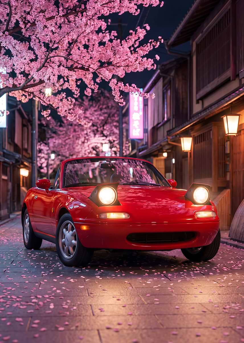 'Mazda Mx 5 Miata Na Cherry Blossom' Poster, picture, metal print ...