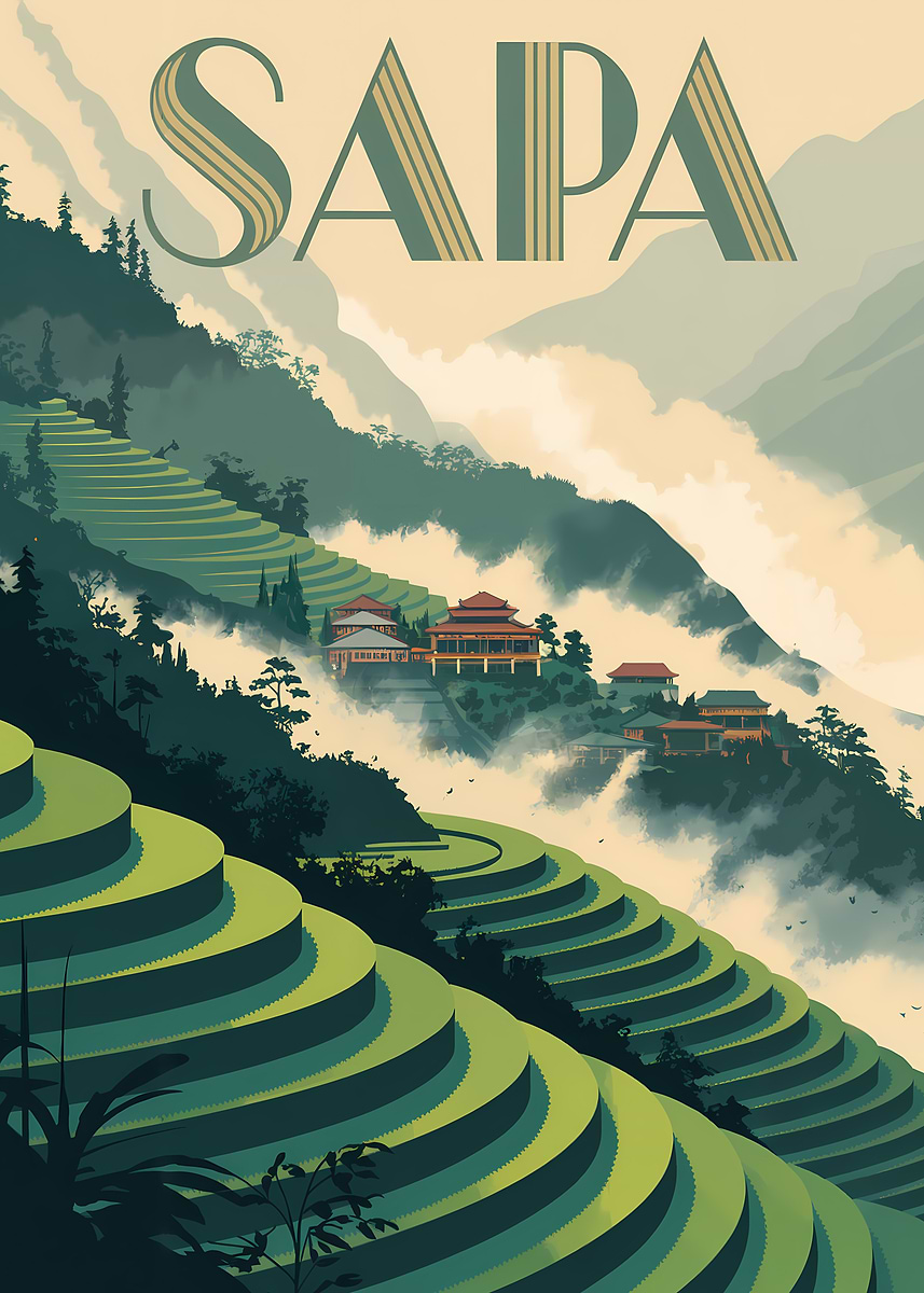 'Sapa Vietnam Landscape Art' Poster, picture, metal print, paint by ...
