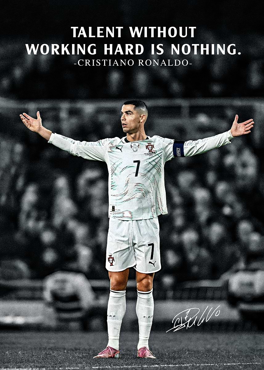 'Cristiano Ronaldo: Talent and Hard Work' Poster, picture, metal print ...