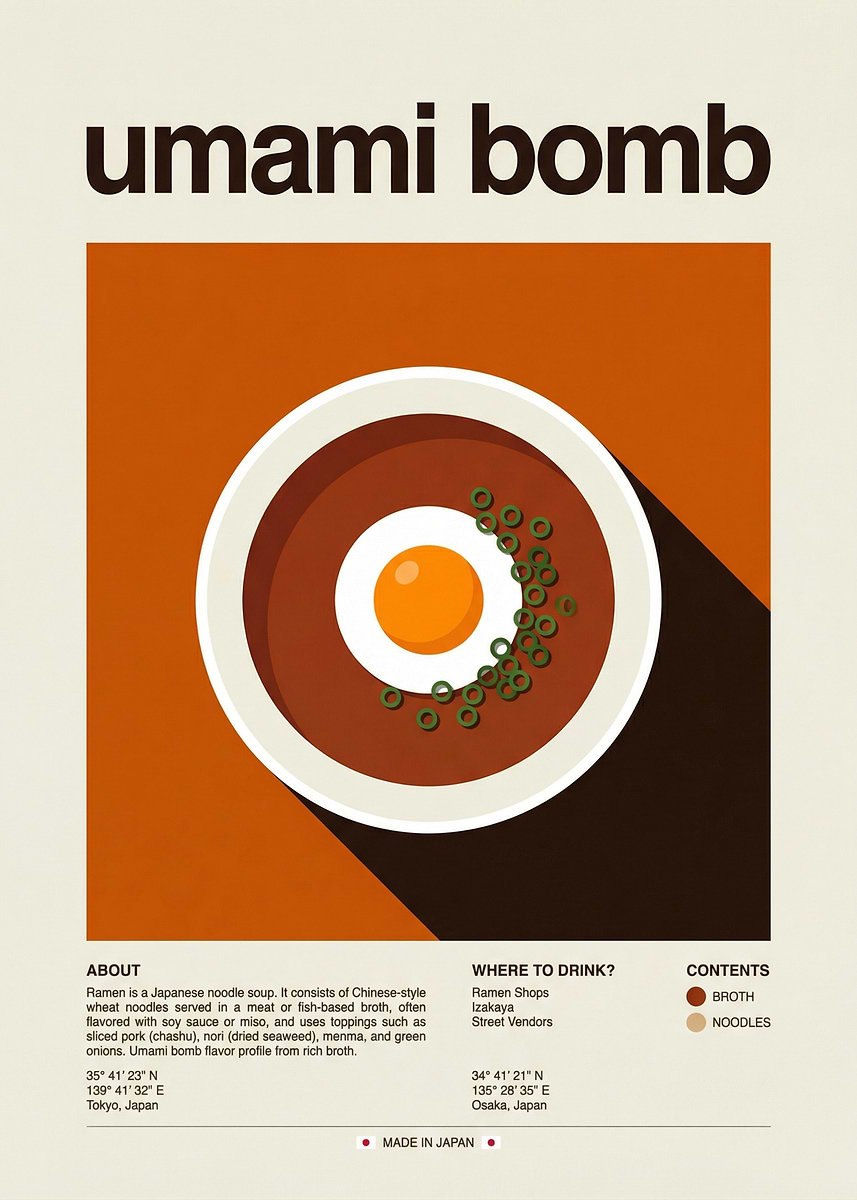 'Umami Bomb Ramen Illustration' Poster, picture, metal print, paint by ...