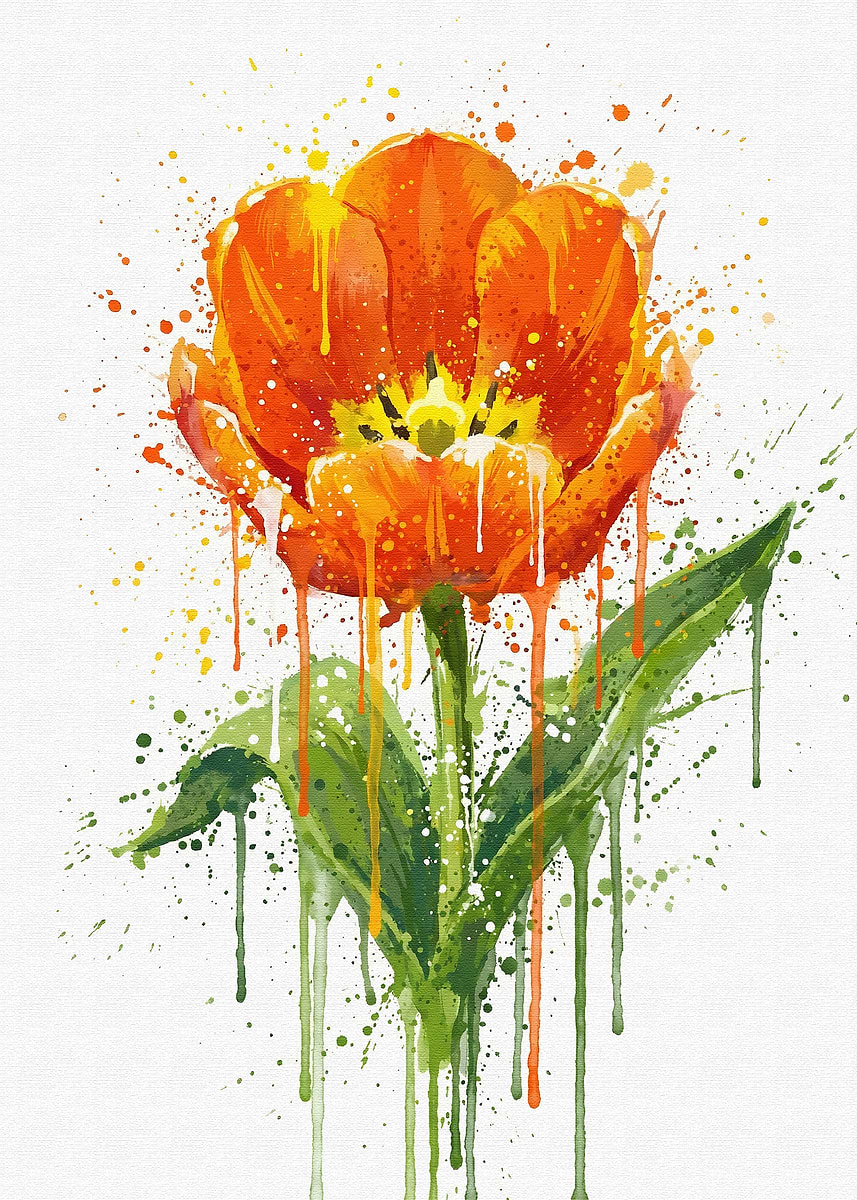'Watercolor Orange Tulip Flower Art' Poster, picture, metal print ...
