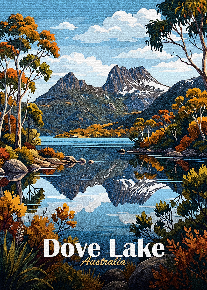 'Dove Lake, Australia Landscape Art' Poster, picture, metal print ...