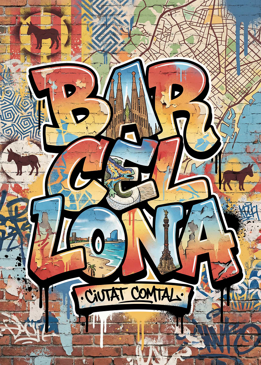 'Barcelona Graffiti Art ' Poster, picture, metal print, paint by Color ...