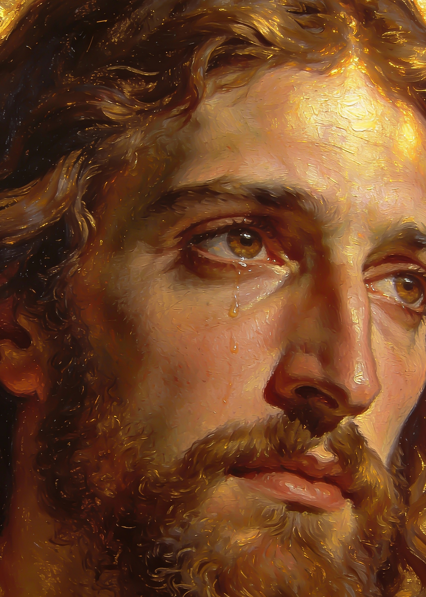 'Crying Jesus Christ Portrait Painting' Poster, picture, metal print ...