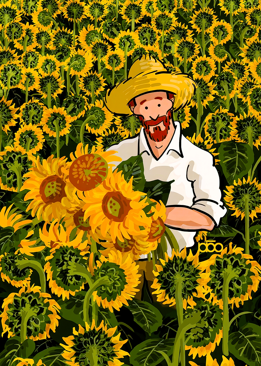 'Sunflower Field armer' Poster, picture, metal print, paint by ...