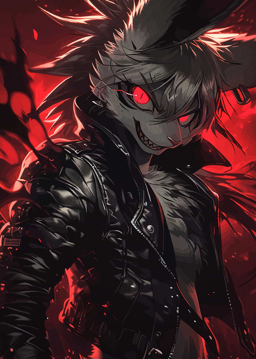 'Edgy Rabbit Furry with Leather Jacket' Poster, picture, metal print ...