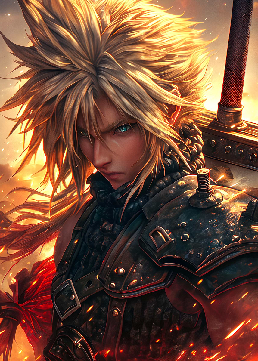 'Cloud Strife Portrait' Poster, picture, metal print, paint by Ignite ...