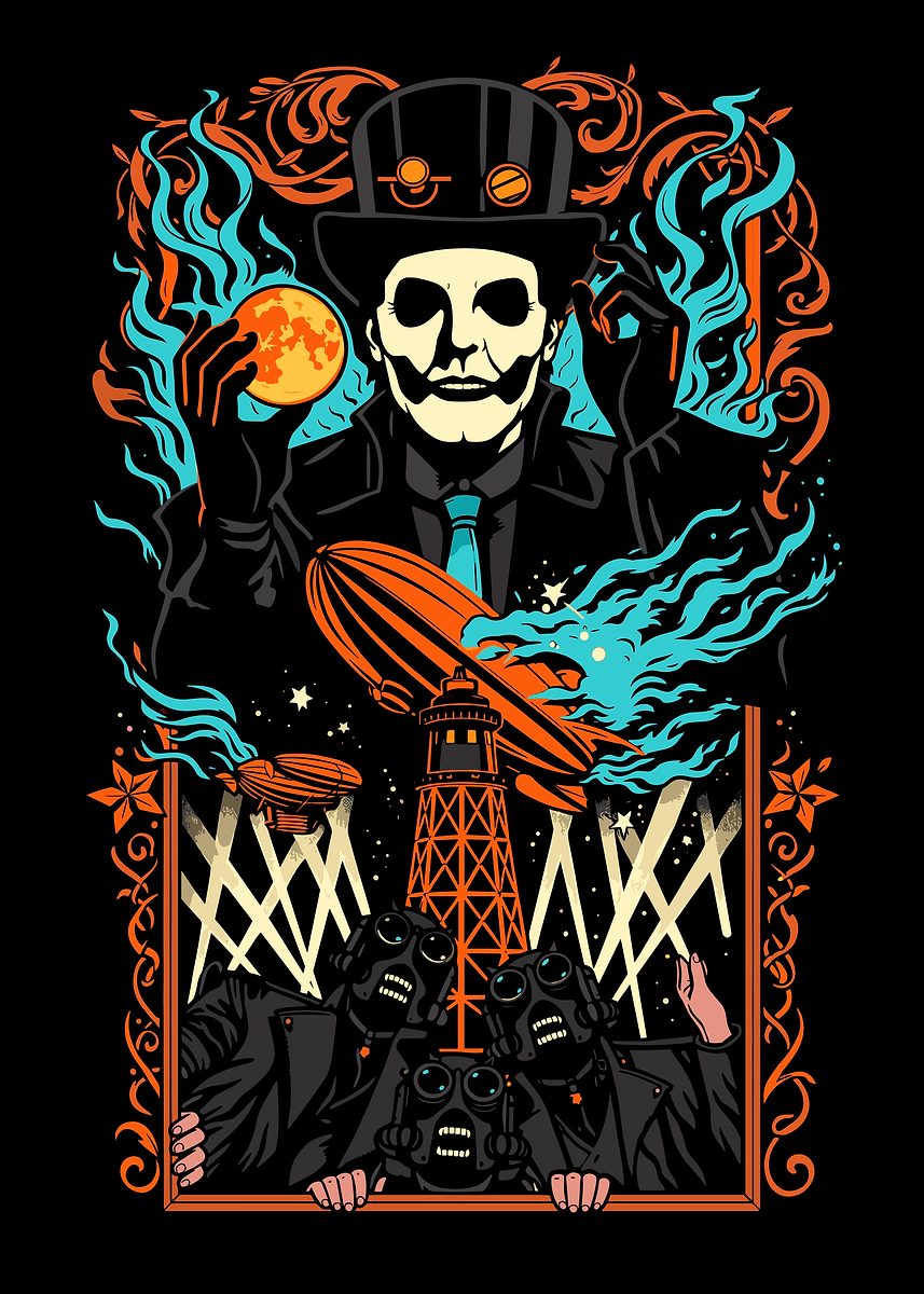 'Steampunk Airship and Gas Mask Illustration' Poster, picture, metal ...