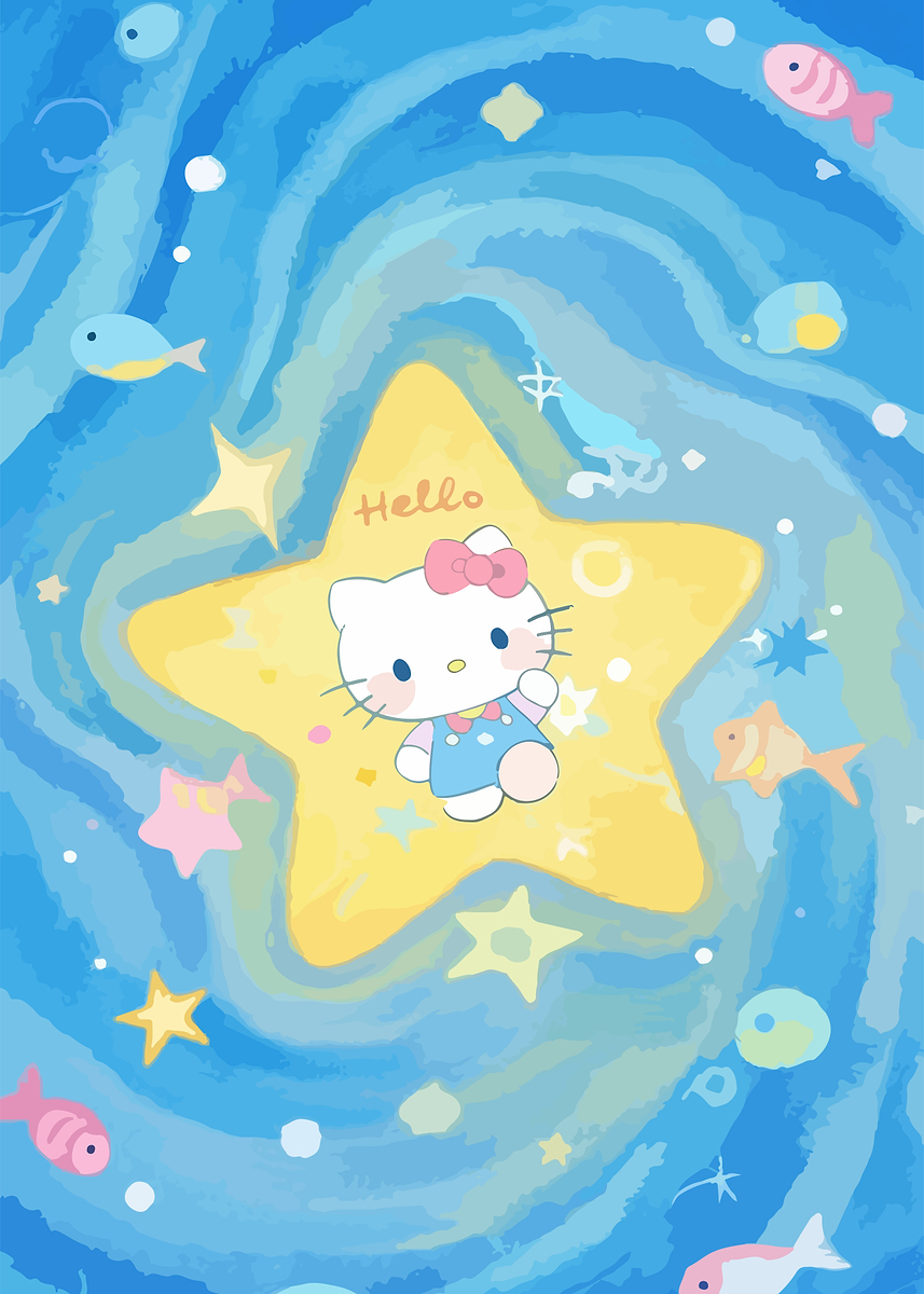 'Hello Kitty Starry Ocean' Poster, picture, metal print, paint by ...