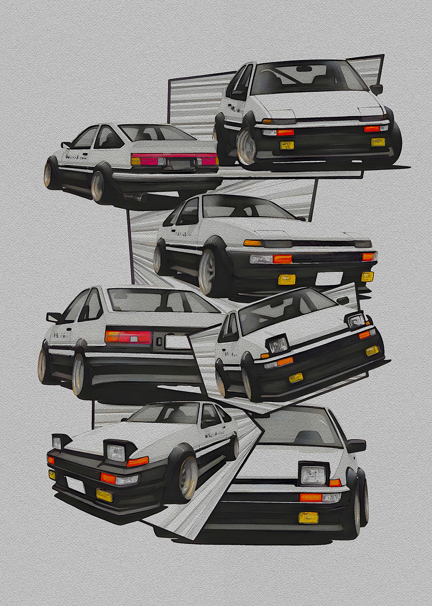 'Toyota AE86 Collage' Poster, picture, metal print, paint by Pargoy Art ...