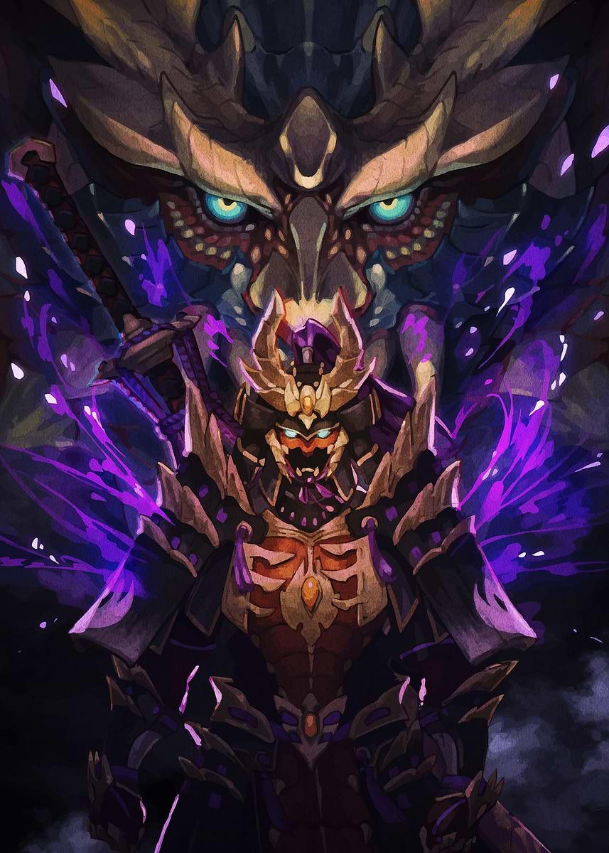 'Samurai and Dragon Digital Art' Poster, picture, metal print, paint by ...