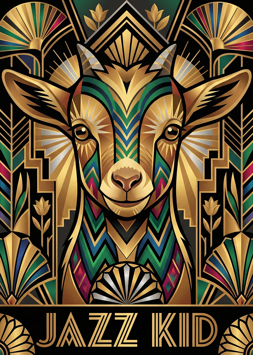 'Art Deco Goat 'Jazz Kiid' Portrait' Poster, picture, metal print ...