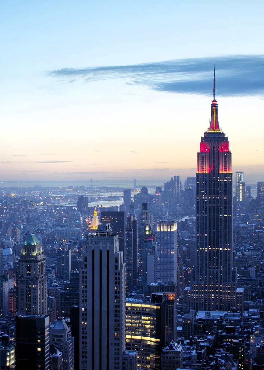 'New York City Skyline at Dusk' Poster, picture, metal print, paint by ...