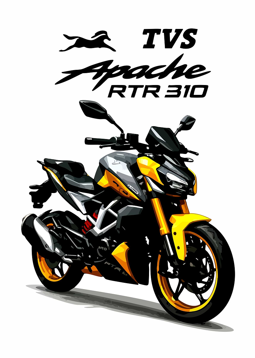 'TVS Apache RTR 310 Motorcycle Illustration' Poster, picture, metal ...