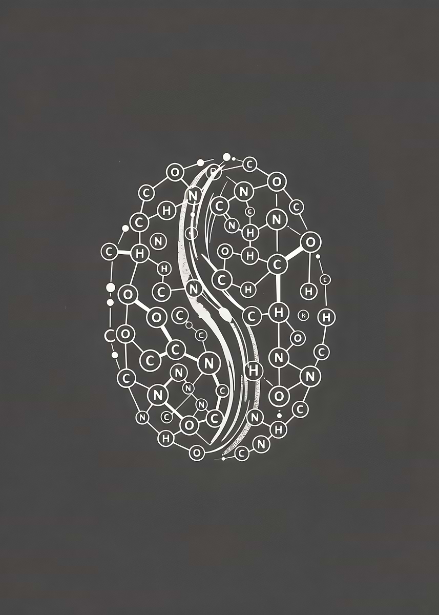 'Coffee Bean Molecule Structure Art' Poster, picture, metal print ...