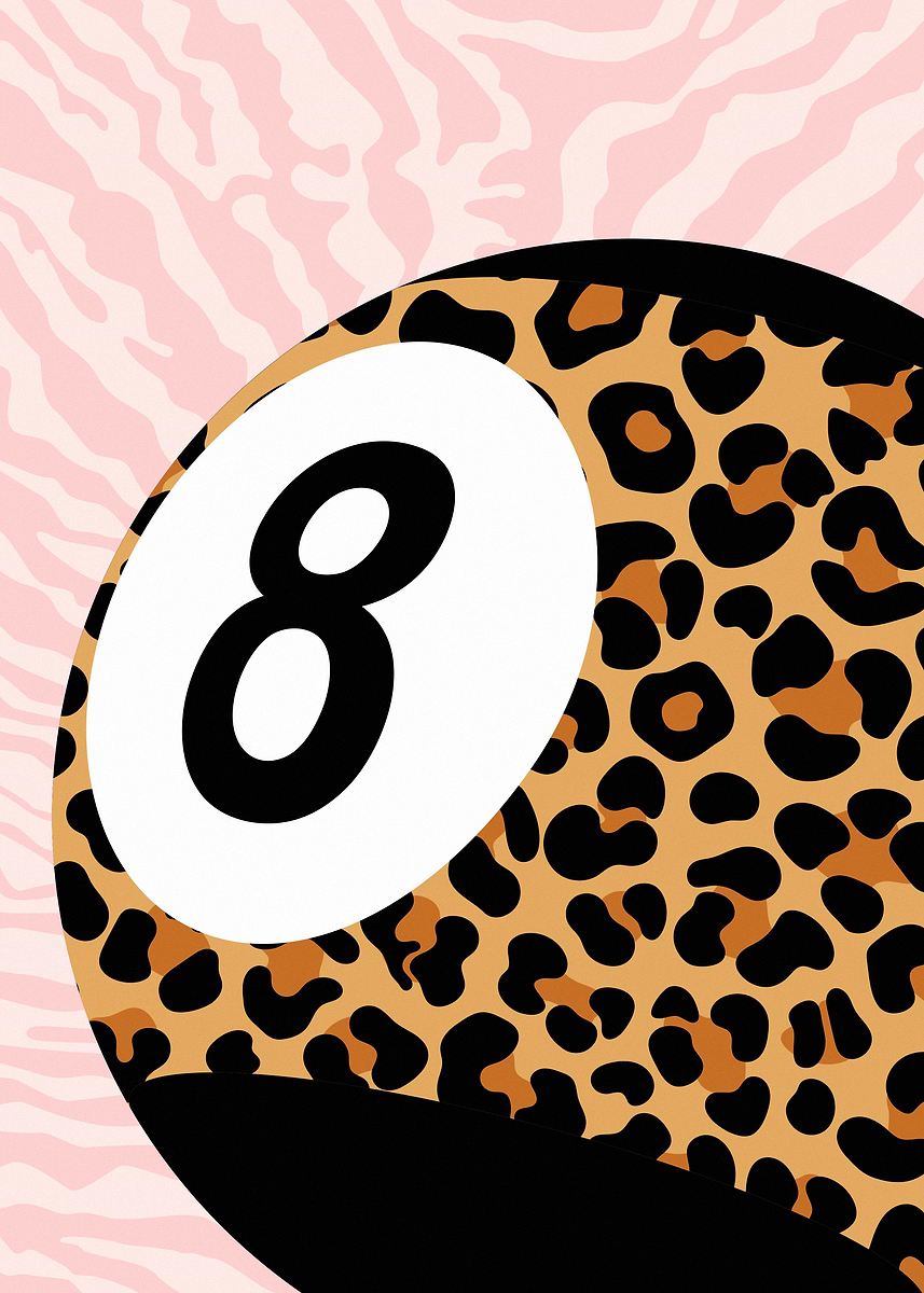 'Leopard Print Eight 8 Ball Illustration' Poster, picture, metal print ...