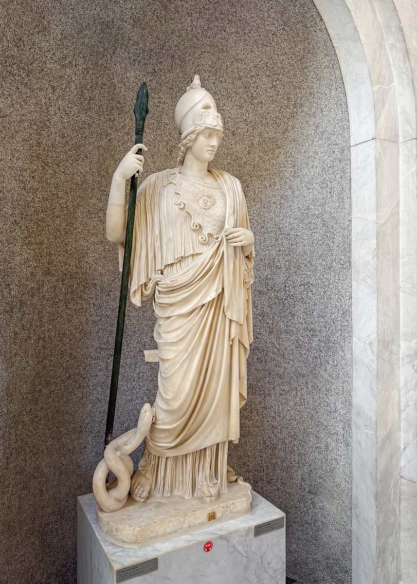'Athena Statue with Spear and Snake' Poster, picture, metal print ...