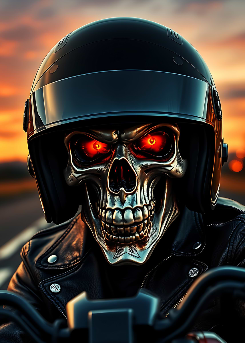 'Skull Rider with Helmet and Jacket' Poster, picture, metal print ...