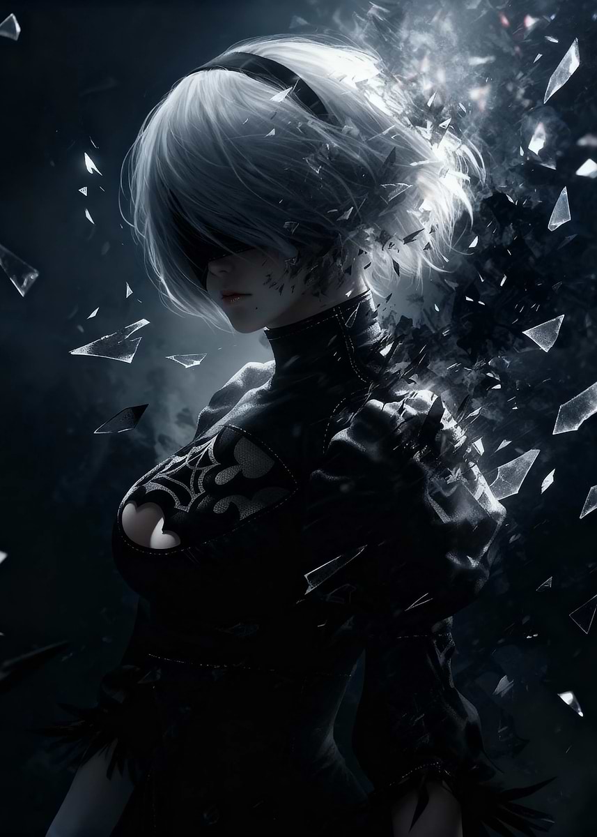 '2B NieR: Automata Digital Art' Poster, picture, metal print, paint by ...