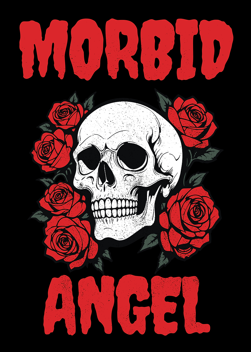 'Morbid Angel Skull and Roses' Poster, picture, metal print, paint by ...