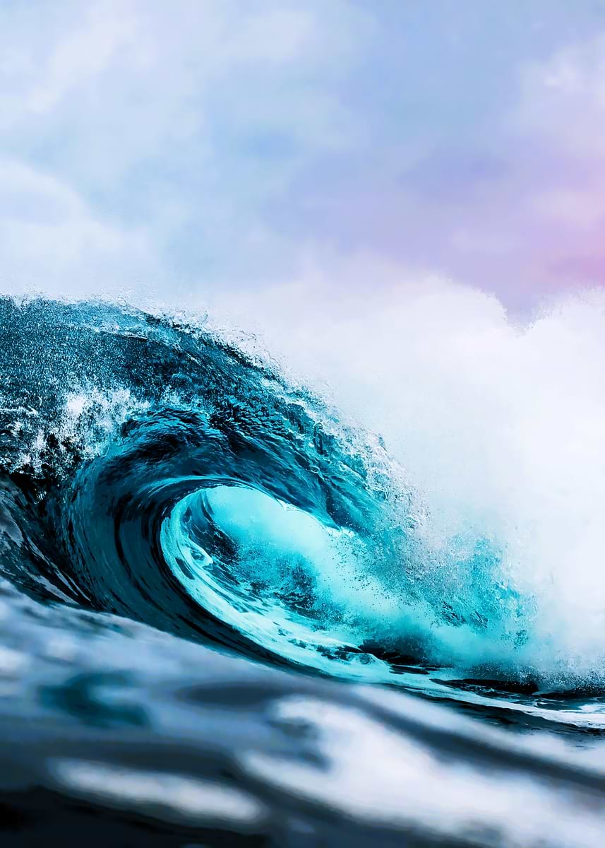 'Turquoise Ocean Wave' Poster, picture, metal print, paint by DoRiMi ...