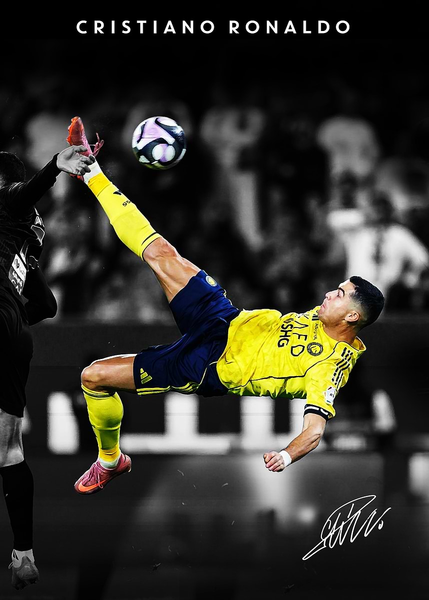 'Cristiano Ronaldo Bicycle Kick' Poster, picture, metal print, paint by ...