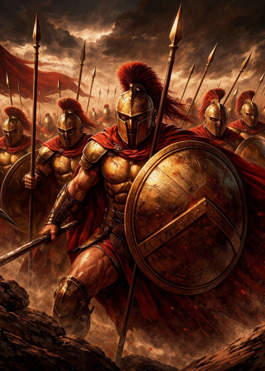 'Spartan Warriors in Formation' Poster, picture, metal print, paint by ...