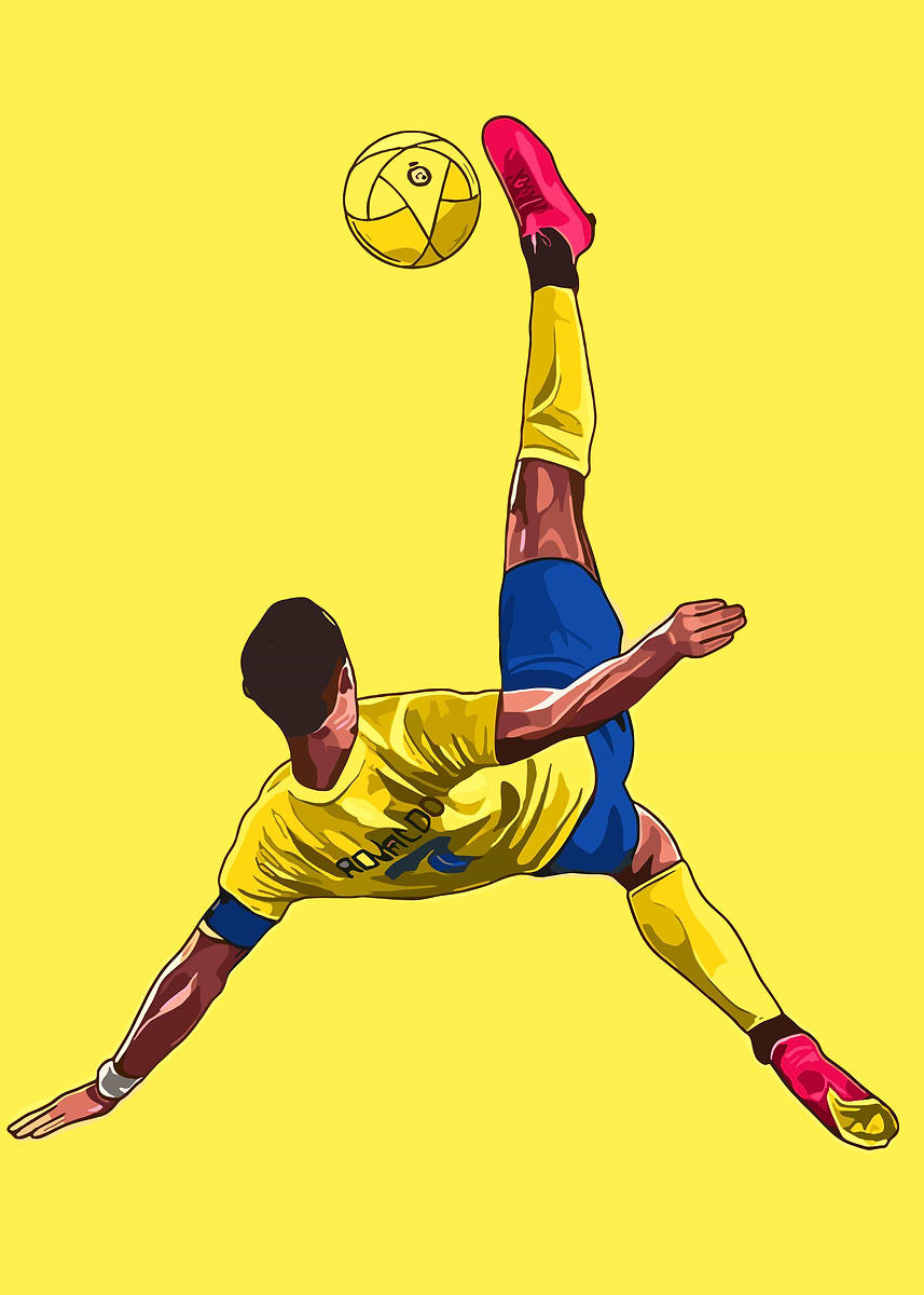 'Cristiano Ronaldo Bicycle Kick Illustration' Poster, picture, metal ...