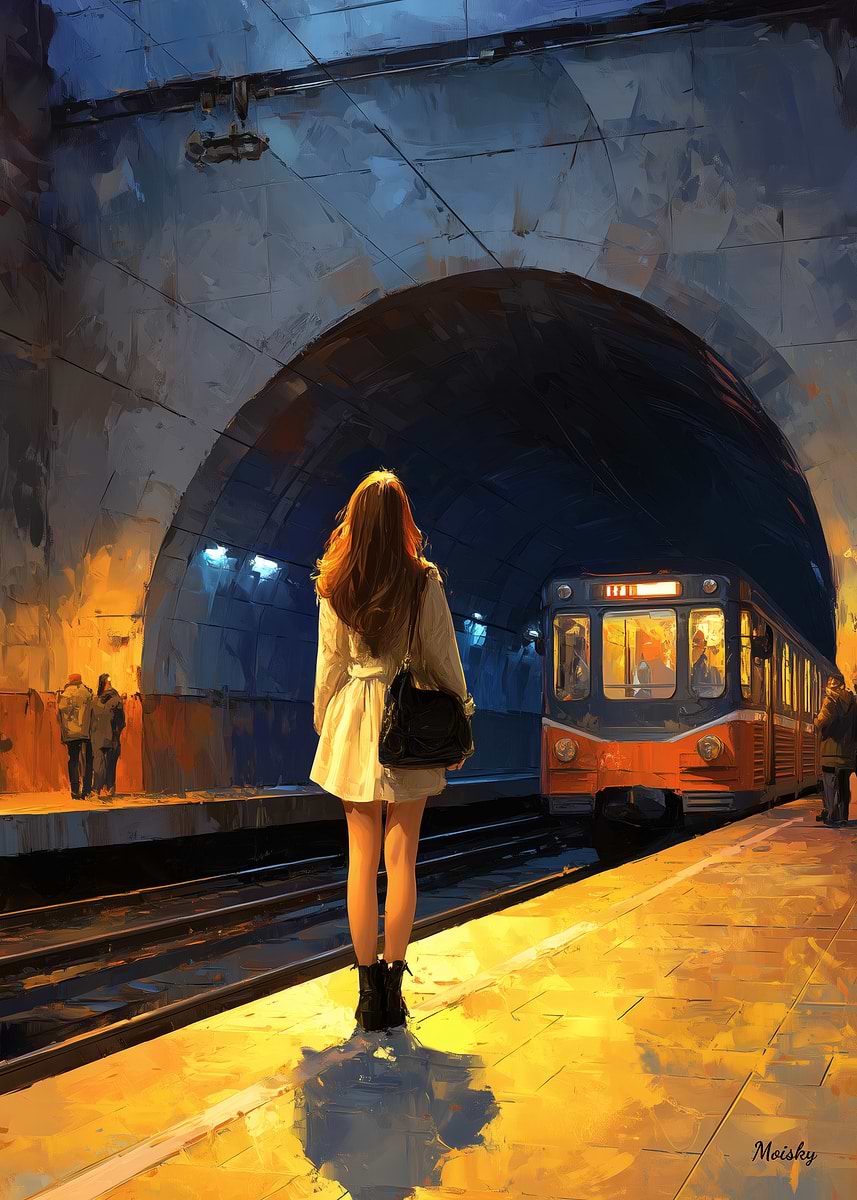 'Underground Glow – Impressionist Urban Landscape' Poster, picture ...