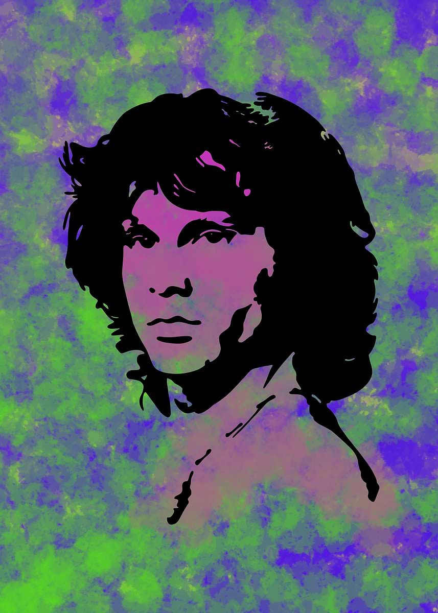 'Jim Morrison Portrait with Colorful Background' Poster, picture, metal ...
