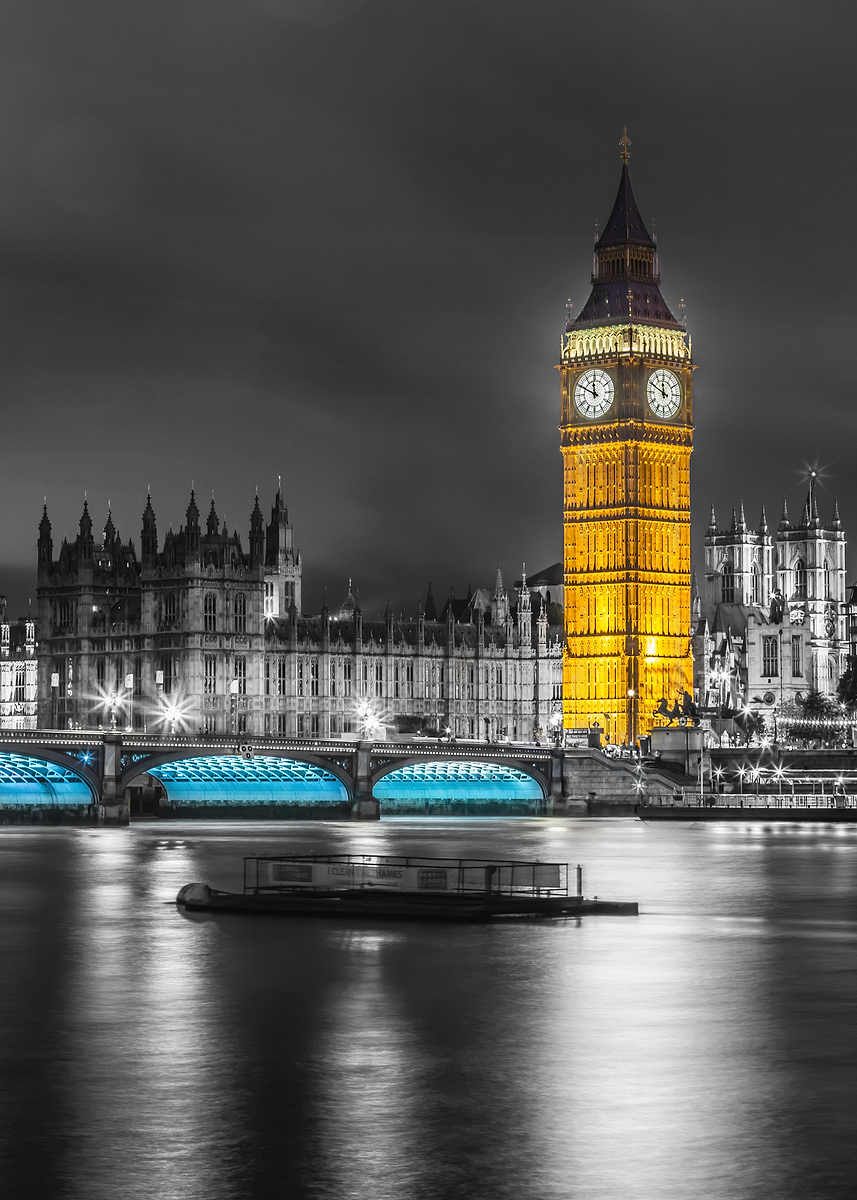 'LONDON Night-time view of Big Ben ' Poster, picture, metal print ...