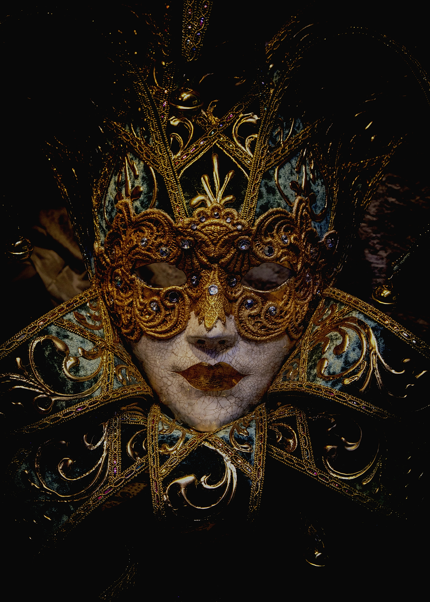 'Ornate Venetian Mask on Dark Background' Poster, picture, metal print ...