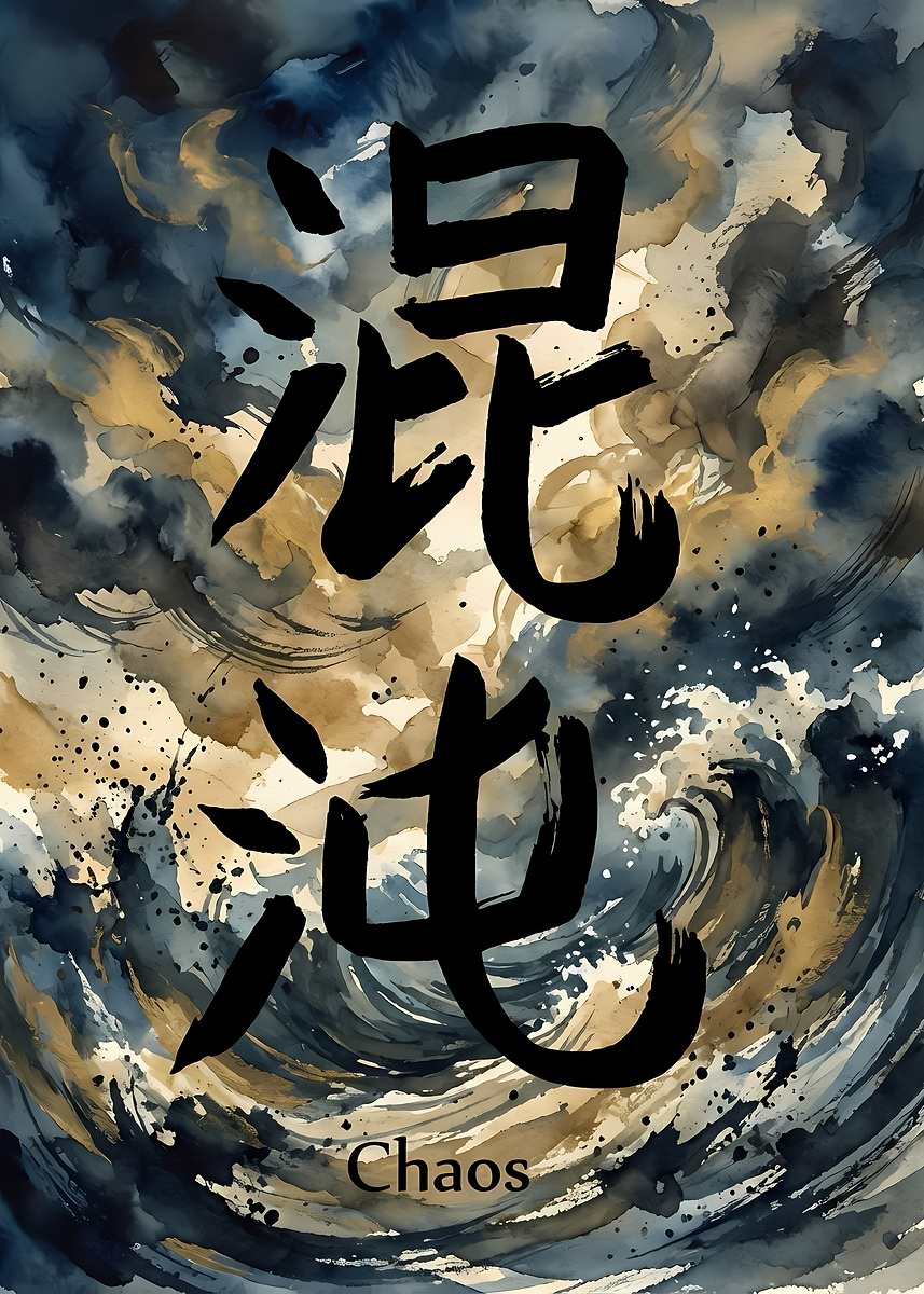 'Chaos: Japanese Calligraphy Watercolor Art' Poster, picture, metal ...