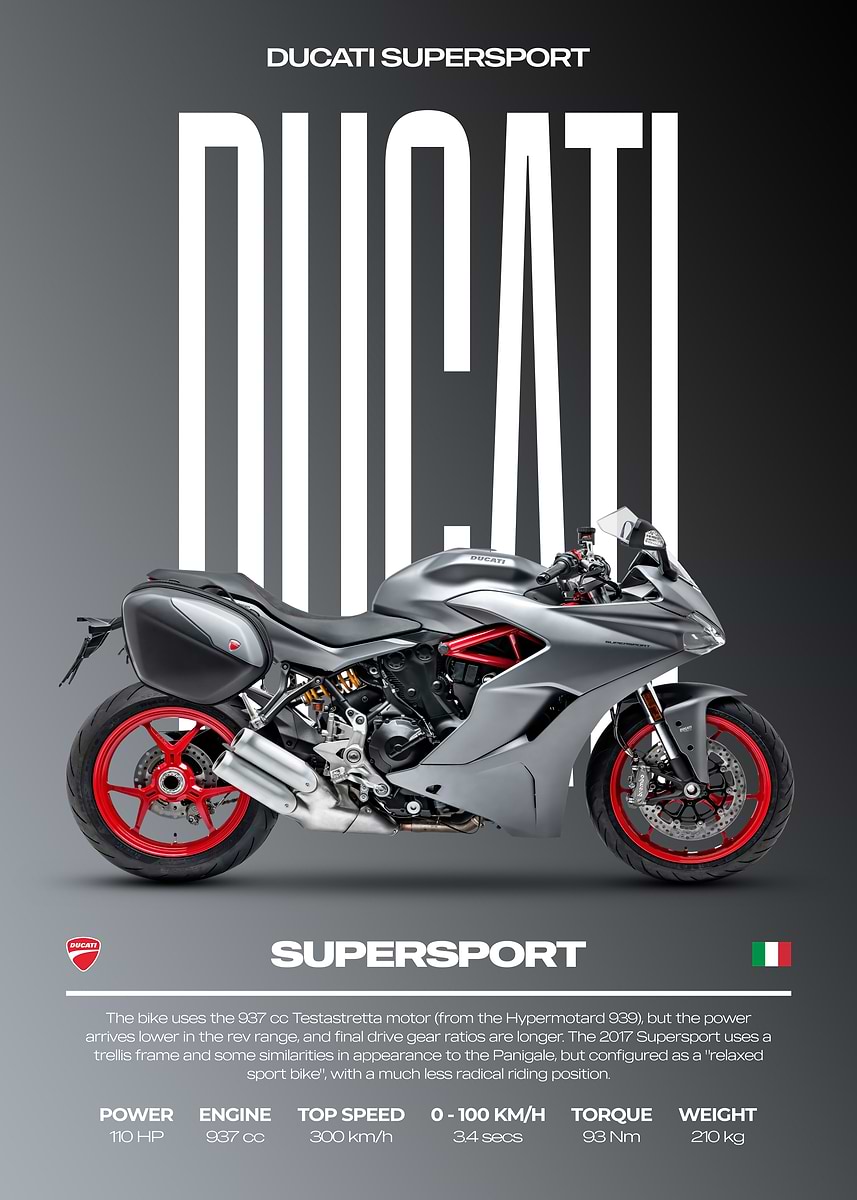 'Ducati Supersport Motorcycle Poster' Poster, picture, metal print ...
