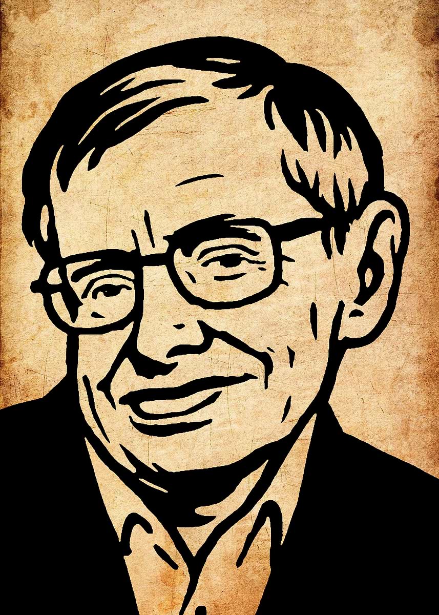 'Stephen Hawking Portrait Black and White' Poster, picture, metal print ...