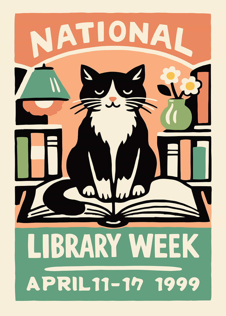 'National Library Week 1999 Cat Poster' Poster, picture, metal print ...