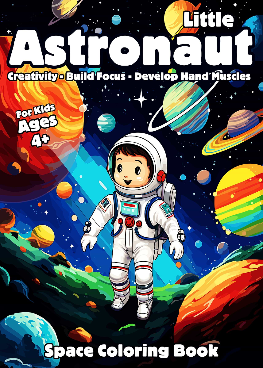 'Little Astronaut Space Coloring Book Cover' Poster, picture, metal ...