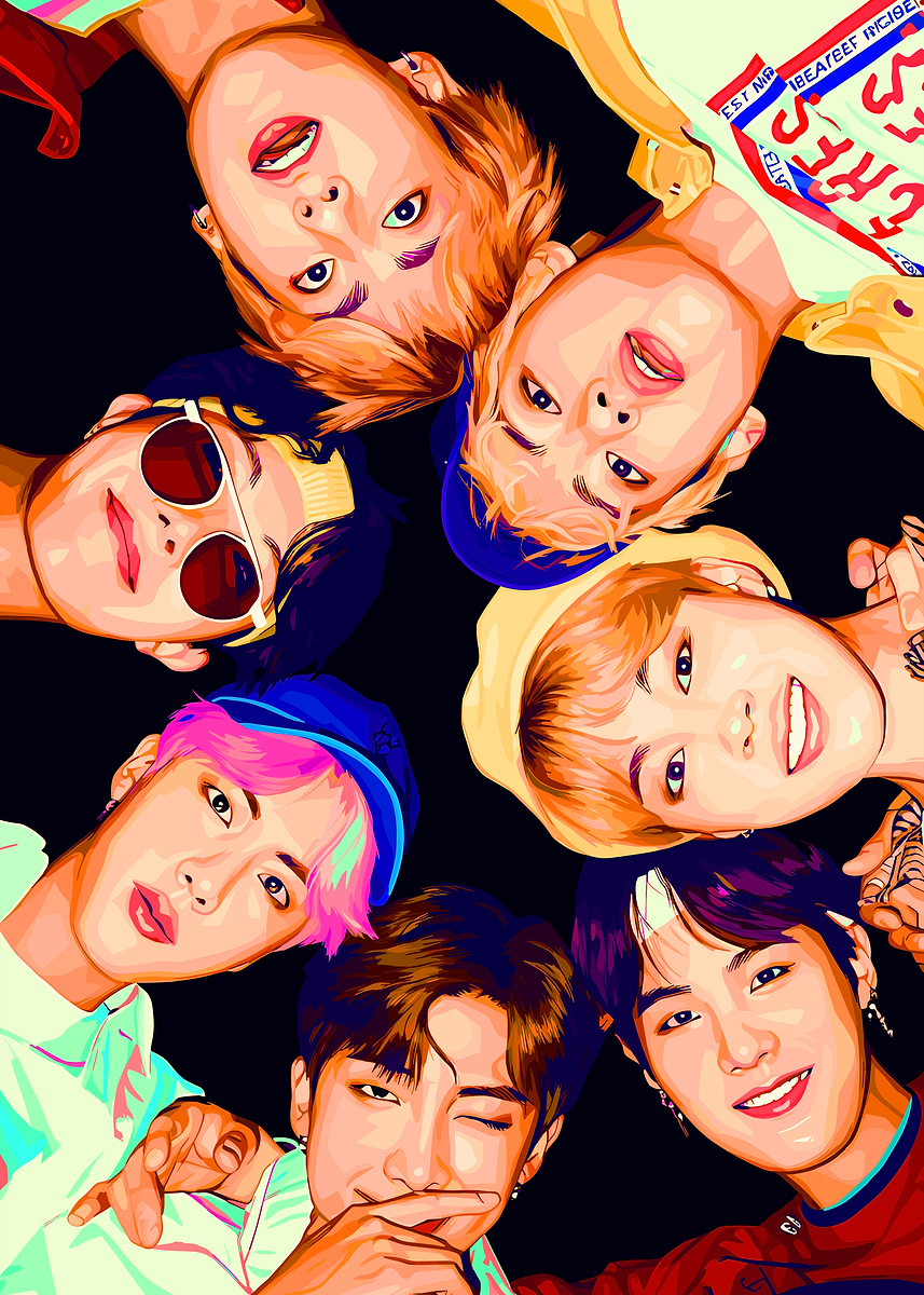 'BTS Group Portrait Digital Art' Poster, picture, metal print, paint by ...