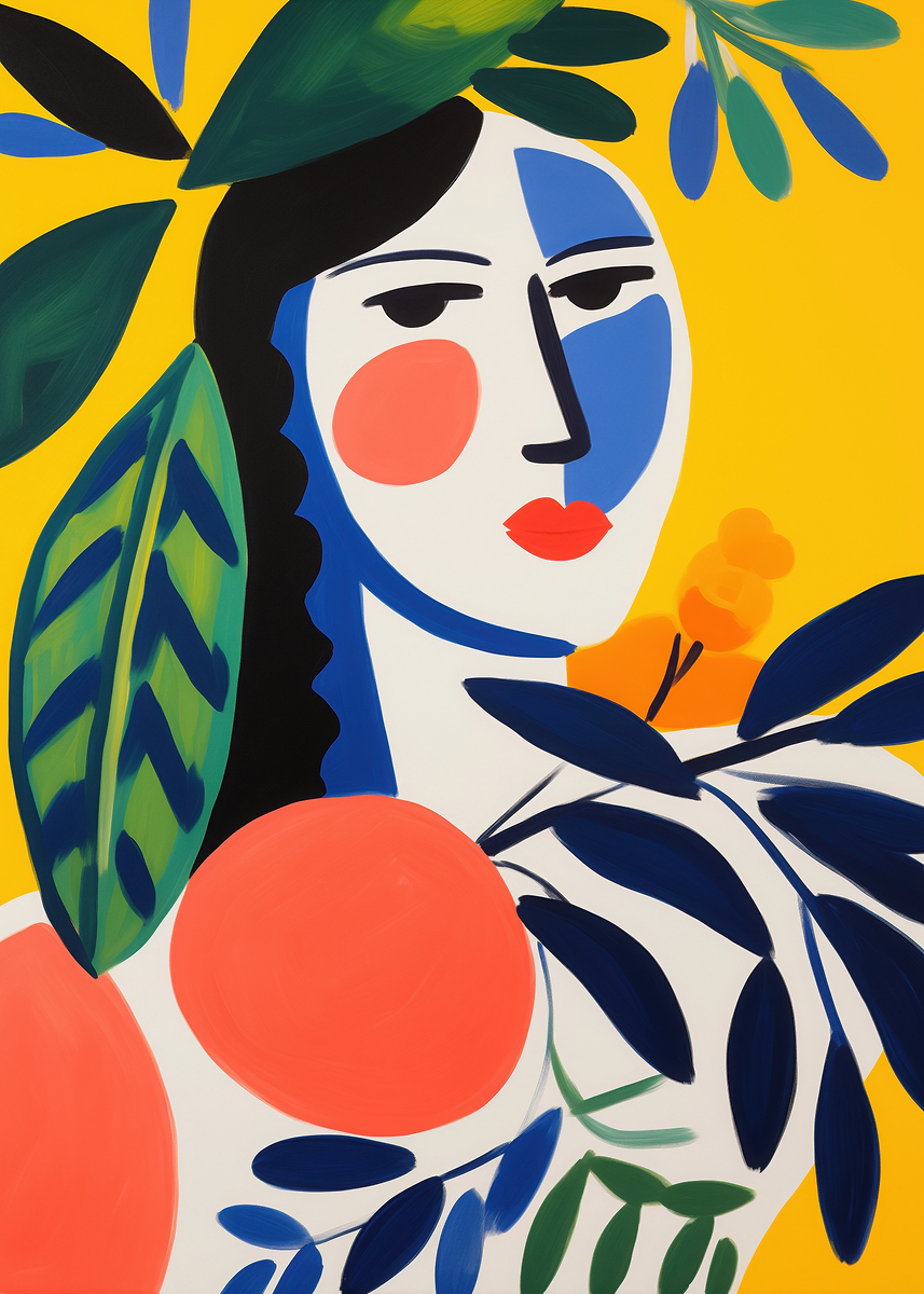 'Abstract Mature Woman with Floral Elements' Poster, picture, metal ...