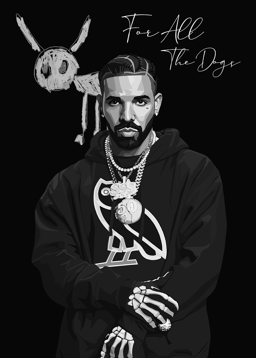 'Drake - For All The Dogs' Poster, picture, metal print, paint by ...