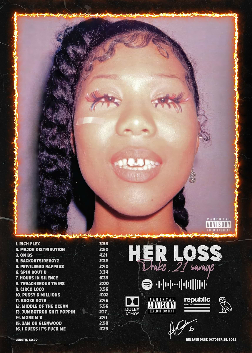 'drake Her Loss Album Cover' Poster, picture, metal print, paint by ...